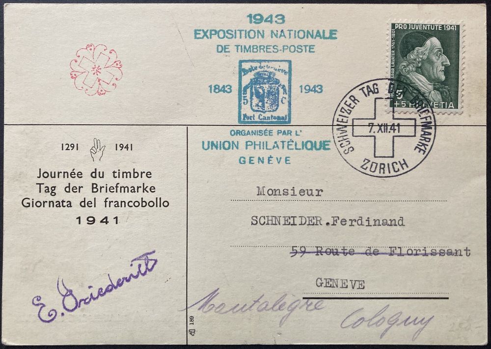 1941, TdB Karte mit Sonderstempel grünblau', SBK 400 Fr. (Gebraucht) in Flawil für CHF 140 – mit ...