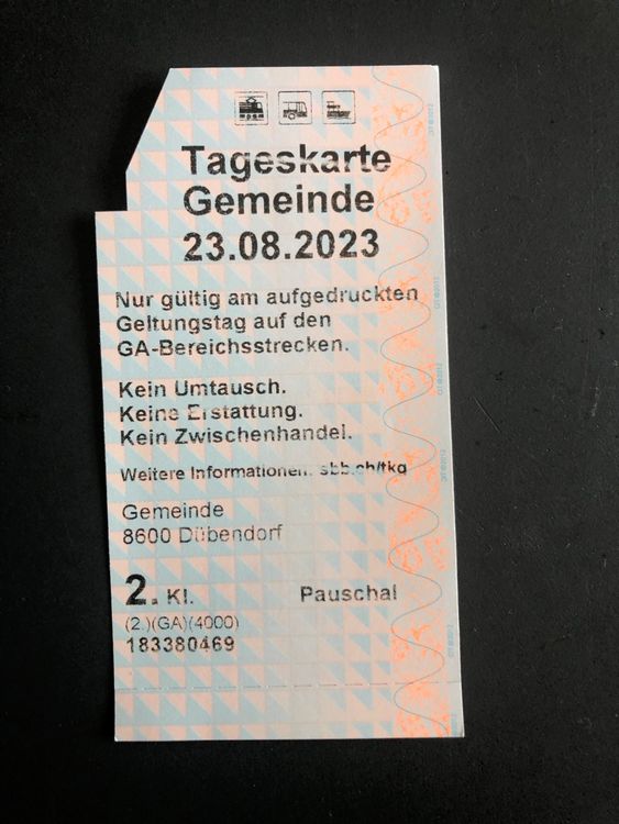 SBB Tageskarte Gemeinde 23. 08. 2023 | Kaufen auf Ricardo SBB Tageskarte Gemeinde 23. 08. 2023 | Kaufen auf Ricardo
