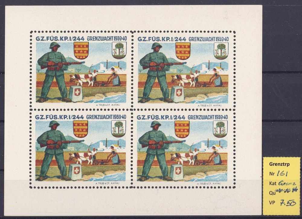 Steckkarte II. WK 1939/45 .... Grenztruppen Weisser Strich (Gebraucht) in Bazenheid für CHF 7.5 ...