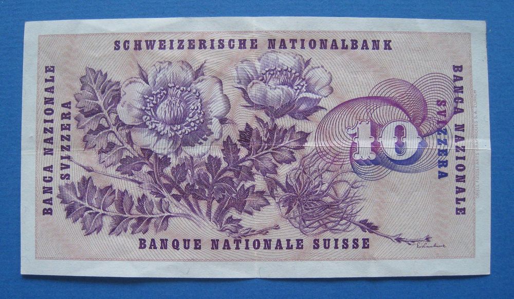 10 Franken-Note 1970, gebraucht, gefaltet (Gebraucht) in Alpnach-Dorf ...