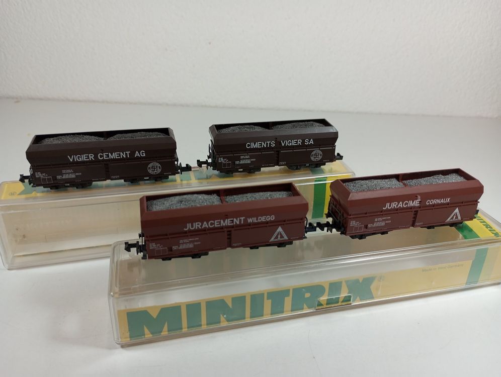 Minitrix N: 4 x Cementwagen / wagons ciment (Gebraucht) in Fontaines NE ...