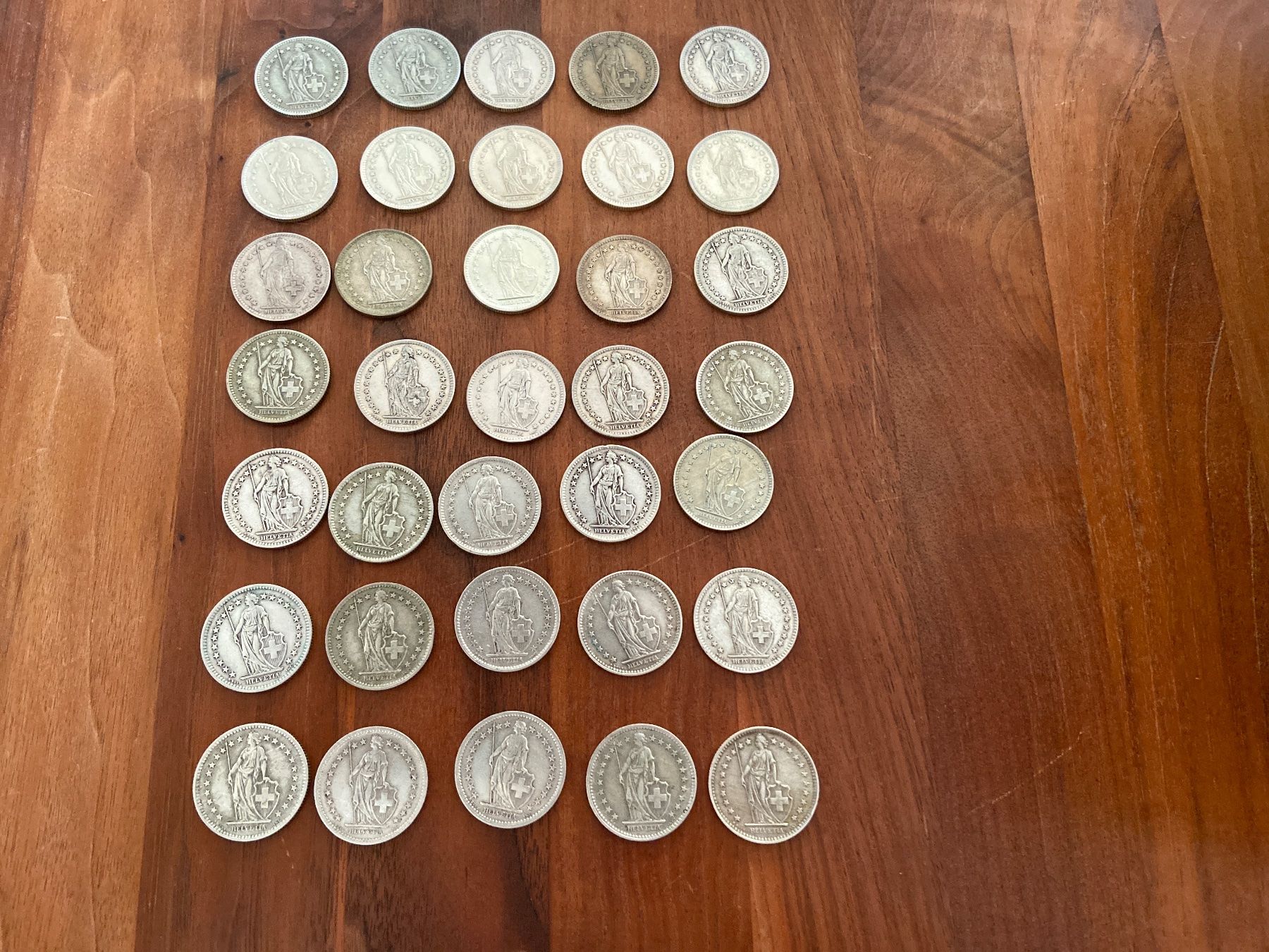 35 Stück 2 Franken Münzen Silber 1940-1967 (Gebraucht) in Zürich für ...