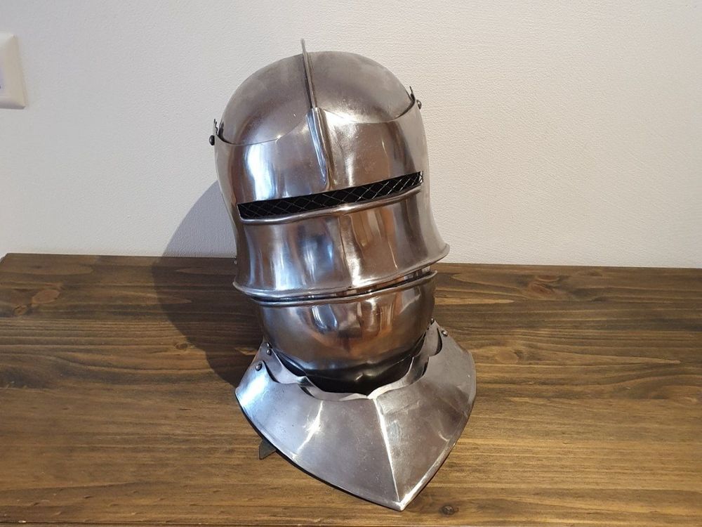 Ritterhelm Gotischer-Schaller mit Bart + Polsterhaube (Neu (gemäss ...