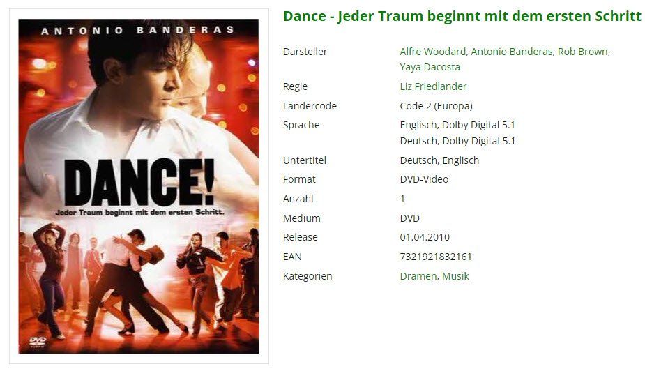 Dance - Jeder Traum beginnt mit dem ersten Schritt (DVD) (Gebraucht) in ...