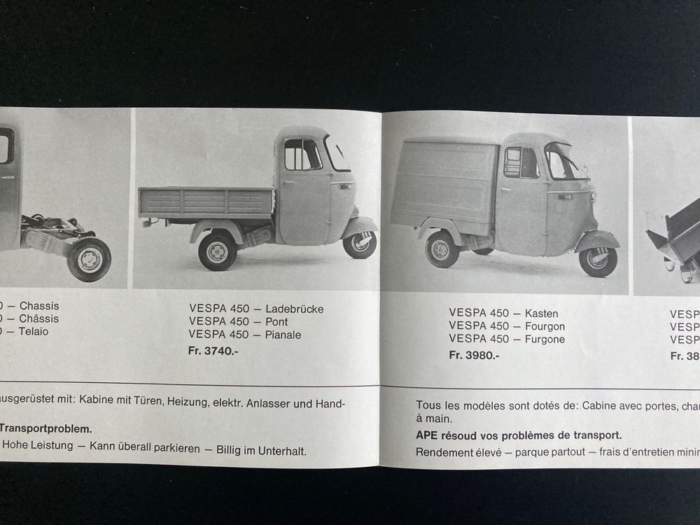 Piaggio Ape Vespa Preisliste 1966 (Gebraucht) in Dübendorf für CHF 18 – mit Lieferung auf ...