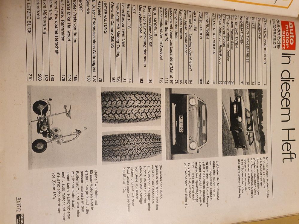 AMS 20/72 Mercedes 350 SE Lotus Europa Camaro SS R 15 xx | Kaufen auf ...