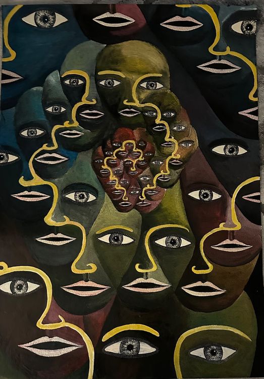 Freddy Gerber Grosse Abstrakte Augen Gemälde | Kaufen auf Ricardo