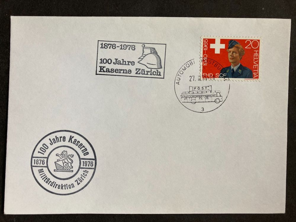 Schweiz 1976 Automobilpoststempel 100 J. Kaserne Zürich MD 3 | Kaufen auf Ricardo