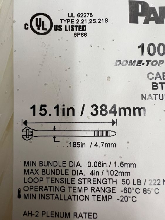 PANDUIT Kabelbinder 1000 x mit Edelstahlzunge BT4S-M. 384mm. (Neu ...