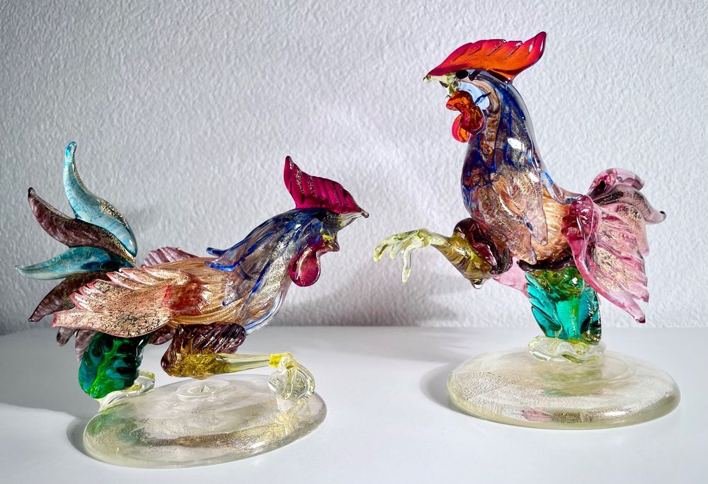 Murano, Kampfhähne Paar, verm. AVEM/Ferro, 50er, div. Mängel (Gebraucht ...