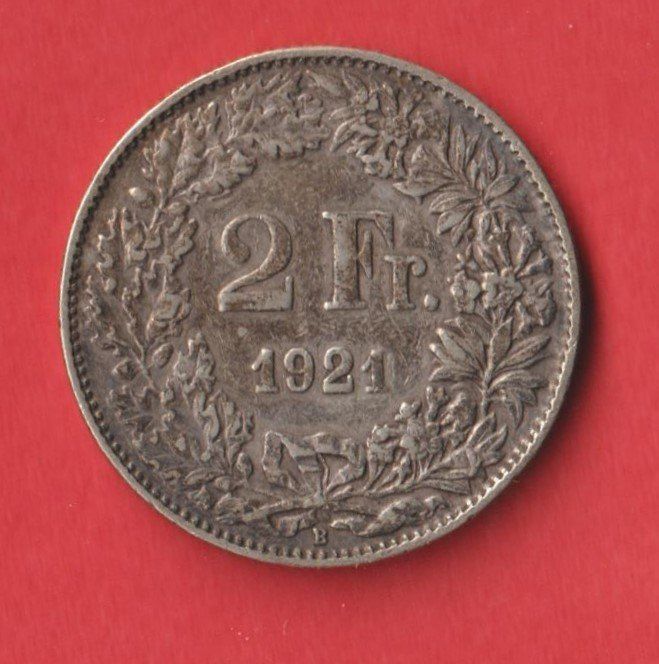 2 Franken 1921 B ( Silber ) Natürliche Patina (ungereinigt) (Gebraucht) in Oensingen für CHF 9.5 ...