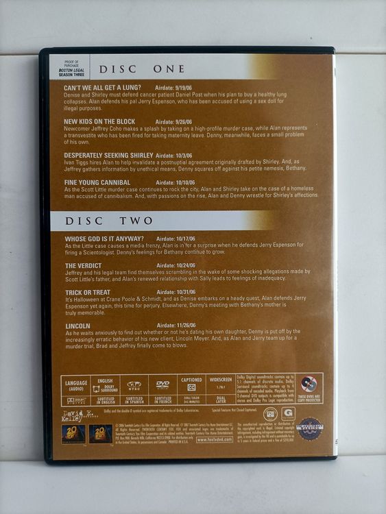 2 DVD Zone 1 USA Boston Legal season 3 (uk) James Spader (Gebraucht) in ...