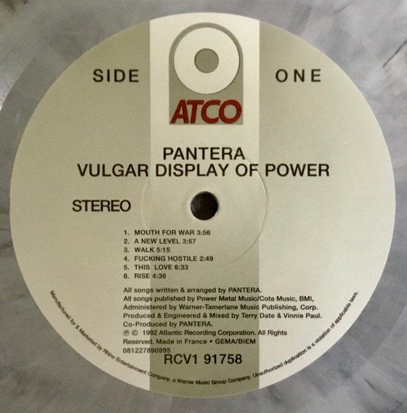 Pantera – Vulgar Display Of Power, White & True Metal Grey (Neu und ...