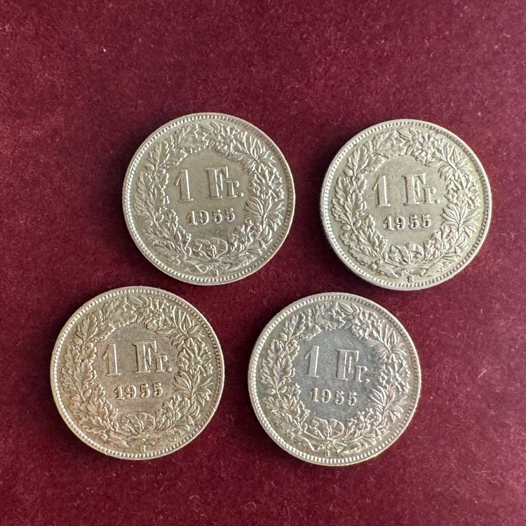 4 Stück 1 Franken Silber 1955 selten (Gebraucht) in Reitnau für CHF 48 – mit Lieferung auf ...