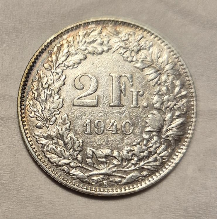 Münze 2 Franken Helvetia 1940 (Gebraucht) in Kriens für CHF 5 – mit Lieferung auf Ricardo kaufen
