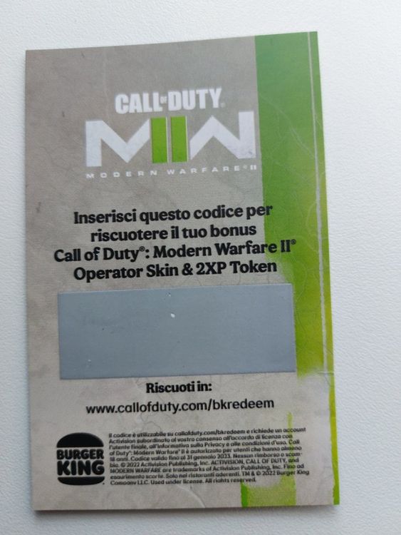 Call of Duty Modern Warfare 2 - (Codes McDonald's) Frs 1 (Neu und ...