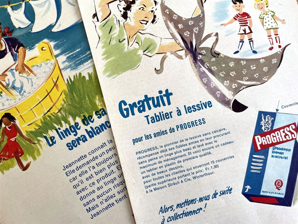 Progress Lessive - 2 publicités de 1955 | Kaufen auf Ricardo
