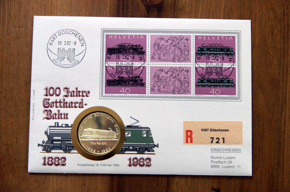 100 Jahre Gotthardbahn - Numisbrief (Gebraucht) in Schönenwerd für CHF 9 – mit Lieferung auf ...