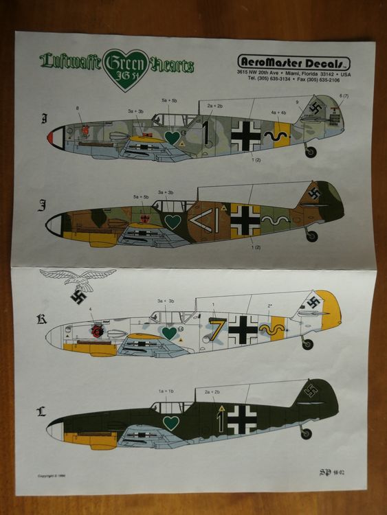 1/48 Luftwaffe Green Hearts - 20 Versionen Bf-109 Fw-190 (Gebraucht) in Bassersdorf für CHF 9.5 ...