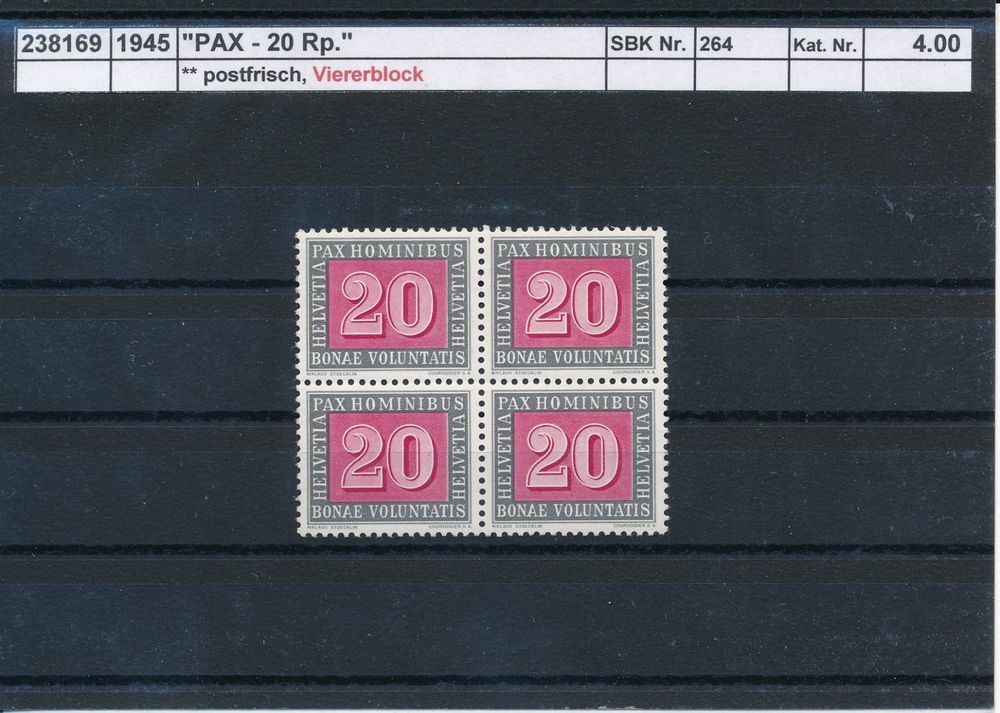 1945 "PAX - 20 Rp." - Viererblock | Kaufen auf Ricardo