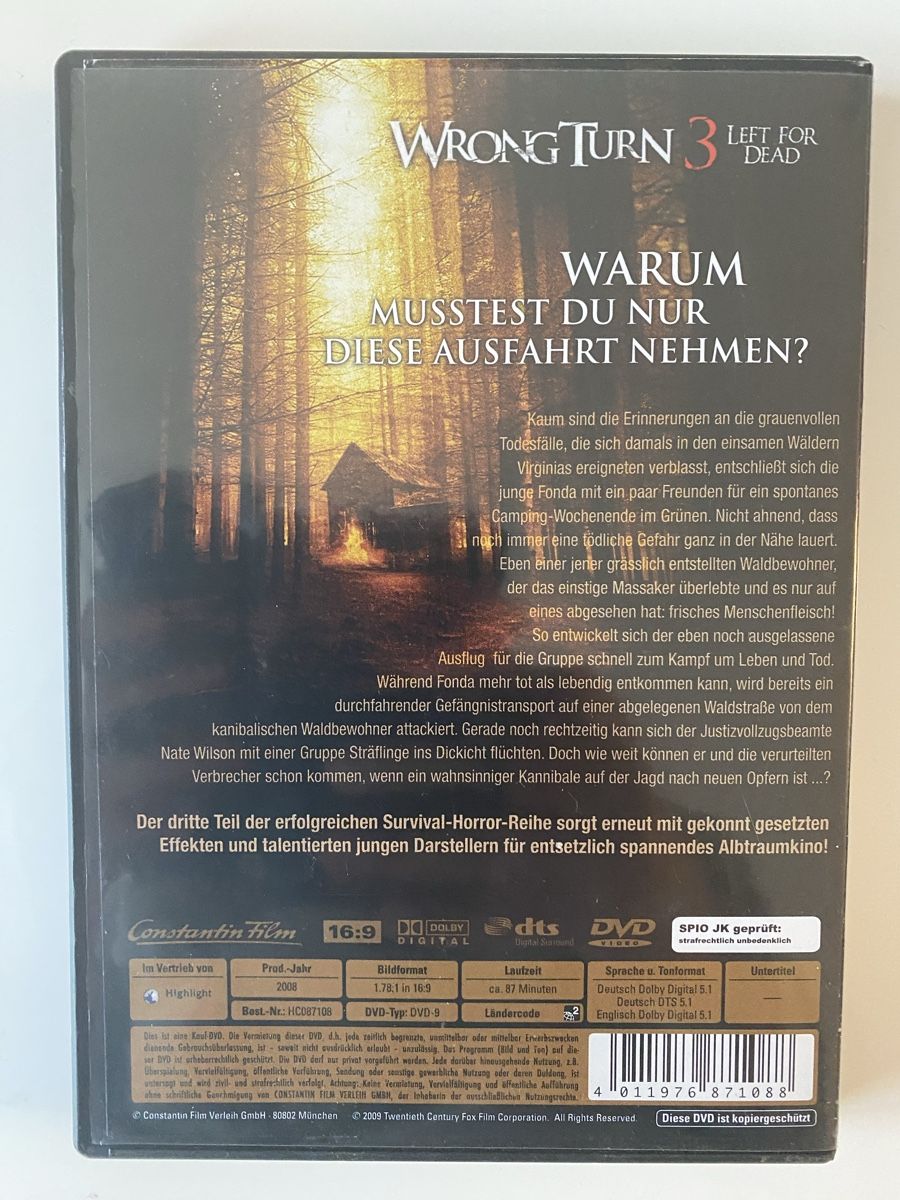 Wrong Turn 3 - Left for Dead - DVD - Top Zustand! (Gebraucht) in ...