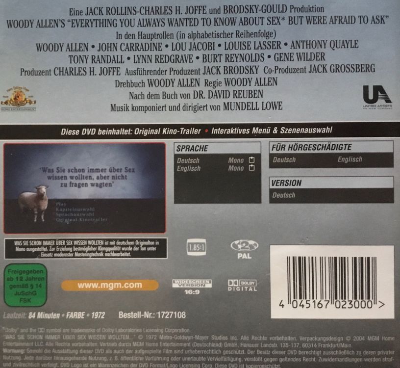 Was Sie Schon Immer über Sex Wissen Wollten 1972 Woody Allen Kaufen