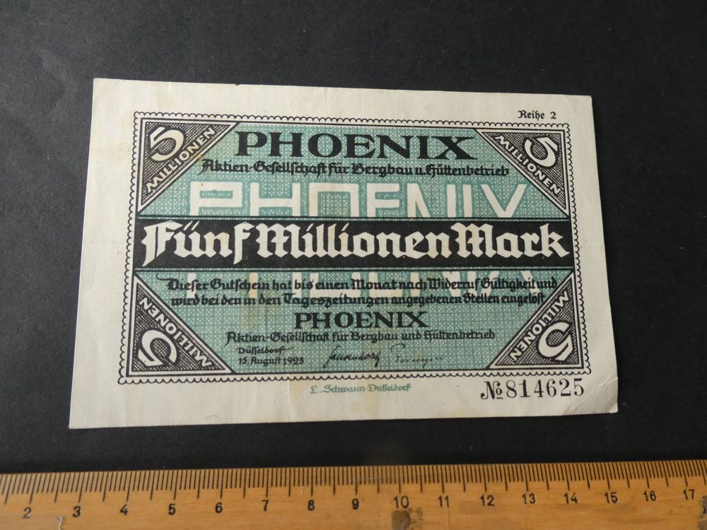 Dt. Reich 1923, Düsseldorf Phoenix AG, 5 Millionen Mark (Gebraucht) in ...
