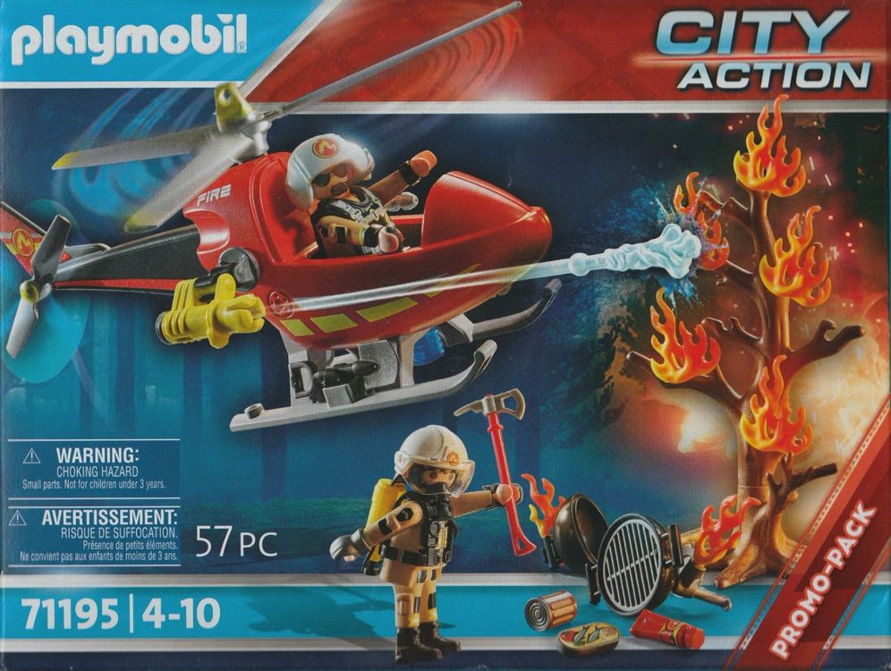 PLAYMOBIL CITY ACTION 71195 ELICOTTERO DEI VIGILI DEL FUOCO (Nuovo e ...