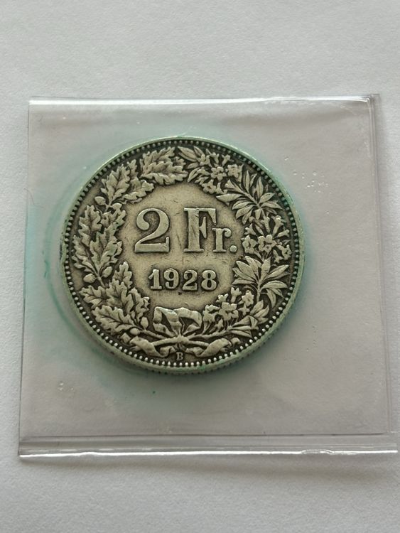 Silbermünze 2 Franken Helvetia 1928 B (Gebraucht) in Langnau am Albis für CHF 6.5 – mit ...
