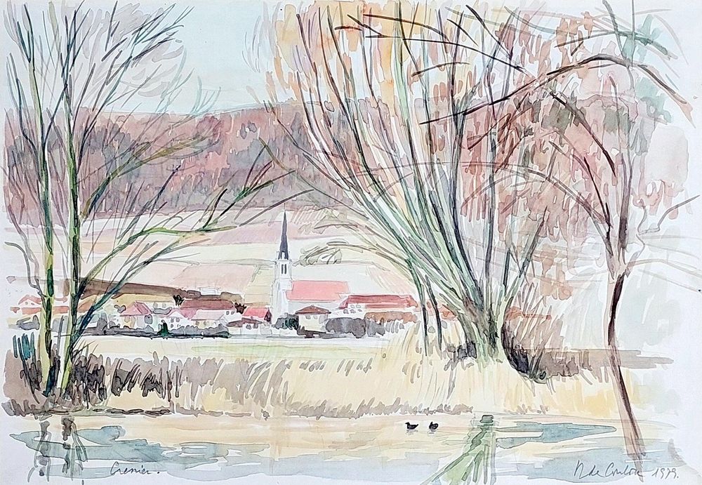 Daniel de Coulon - aquarelle "Cressier (NE)" (D'occasion) à St-Ursanne ...