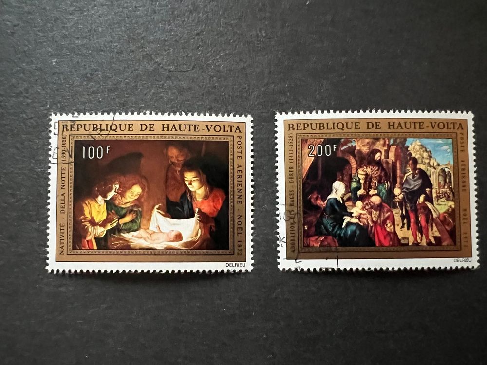 UPPER VOLTA 1972 CHRISTMAS PAINTINGS SET OF 2 gest. (E938) (Gebraucht ...
