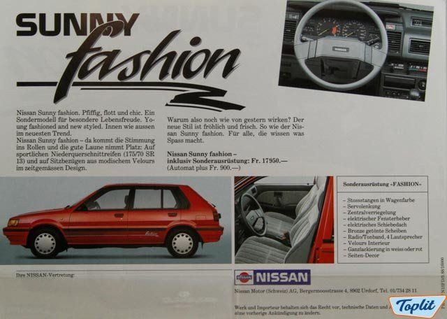 ORIGINAL FLYER - NISSAN SUNNY N13 - FASHION - 1988 (Gebraucht) in ...