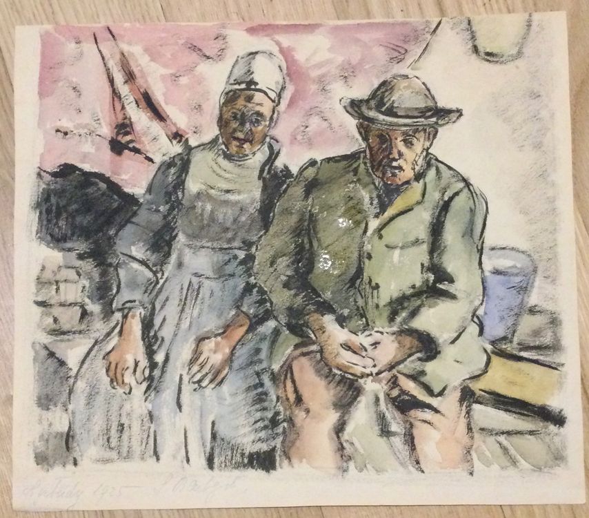 Antike Aquarell von 2 Personen Unleserlich Signiert (Gebraucht) in Root für CHF 5 – mit ...