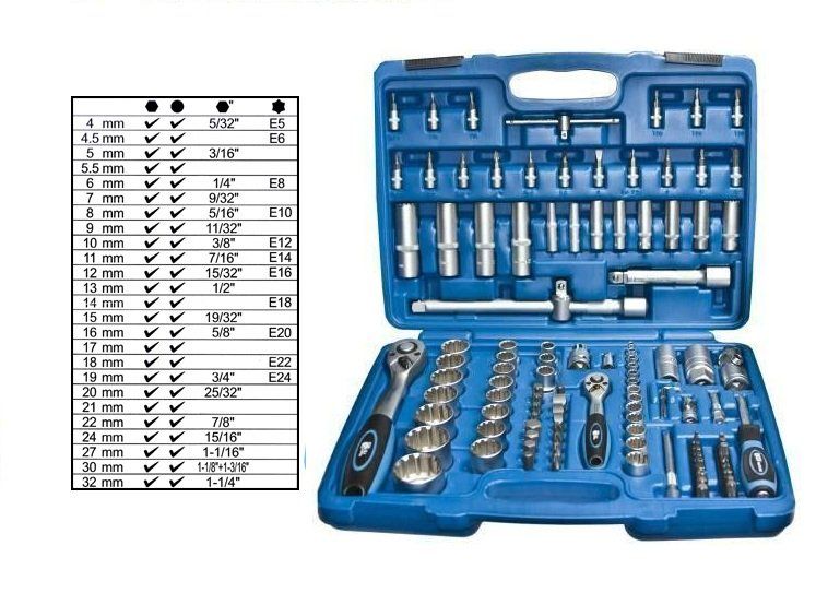 Steckschlüsselsatz, Gear Lock System (1/4)+(1/2), 115-tlg. (Neu und ...