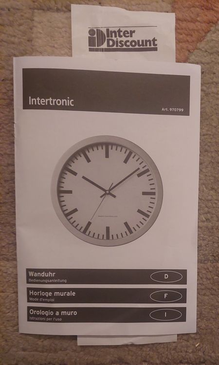 Wanduhr Intertronic, radio controlled, 30cm | Kaufen auf Ricardo