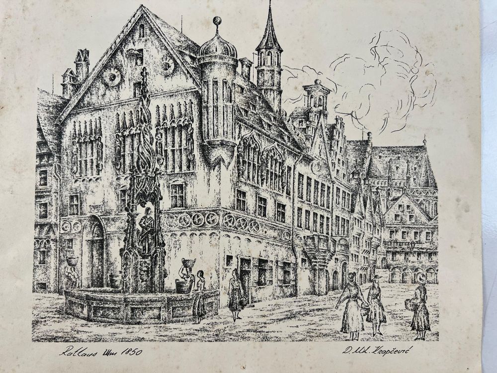 Lithographie "Rathaus Ulm 1850" signiert (Gebraucht) in Neuhausen am Rheinfall für CHF 5 – mit ...