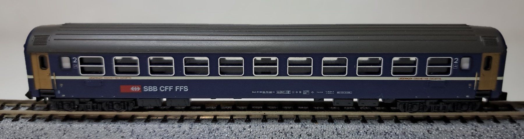 SBB CFF Liegewagen Blau 2 Klasse Trix 024-0 Spur N ohne OVP (Gebraucht ...