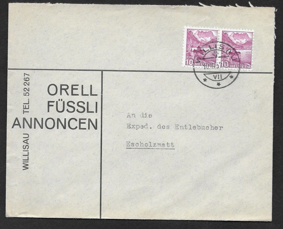 Willisau illustrierter Brief Orell Füssli Annoncen 10.3.1937 (Gebraucht ...