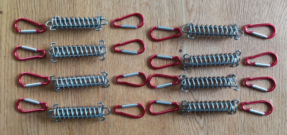 8x SPANNFEDER für Sonnensegel inkl. 16x Karabinerhakken (Neu und ...