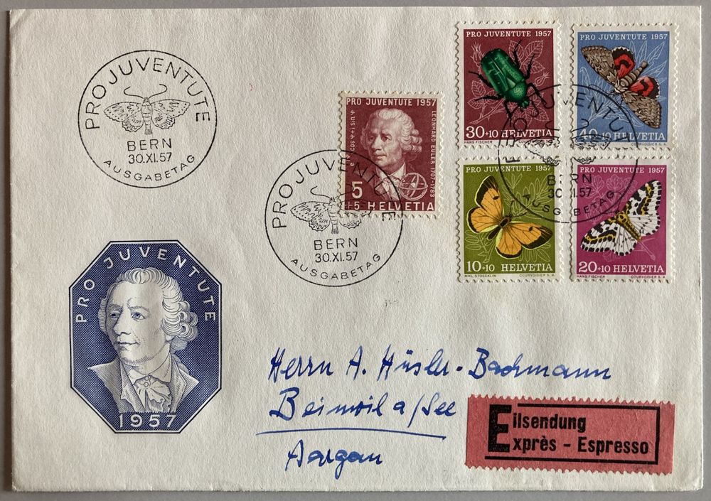 FDC Pro Juventute 1957 illustriert, SBK 50 Fr. (Gebraucht) in Flawil für CHF 7.5 – mit Lieferung ...