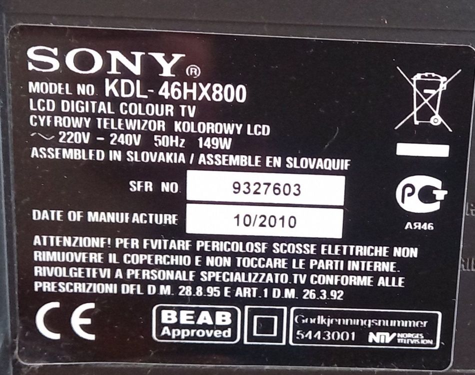 Sony KDL-46HX800 inkl. 3D-Brillen (Gebraucht) in Meikirch für CHF 95 ...