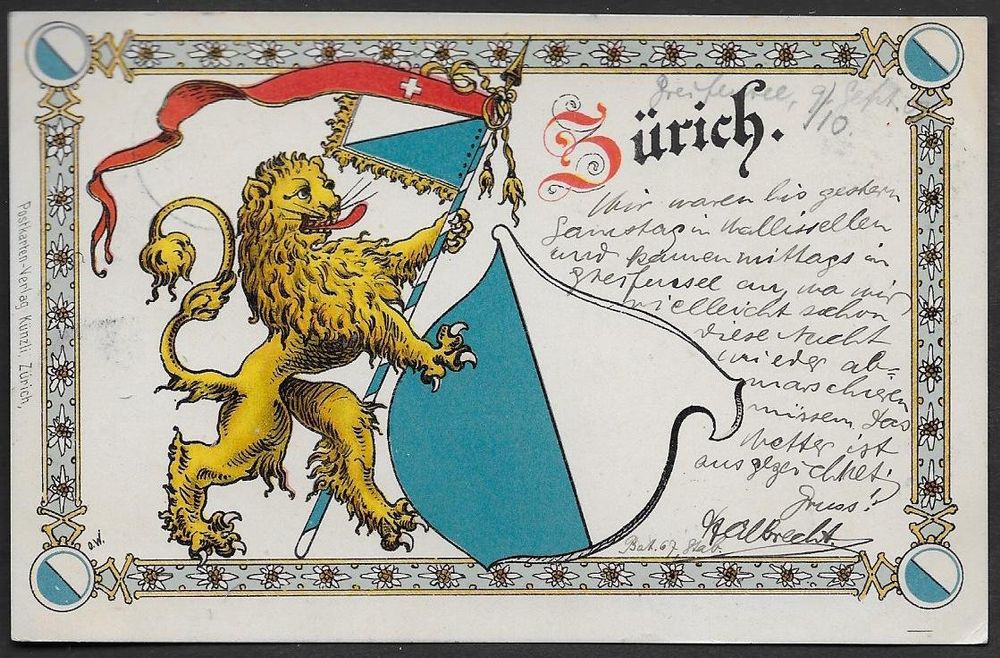 1900 AK Zürich Wappen mit Löwe o FELDPOST sauber ab 1.- (Gebraucht) in ...