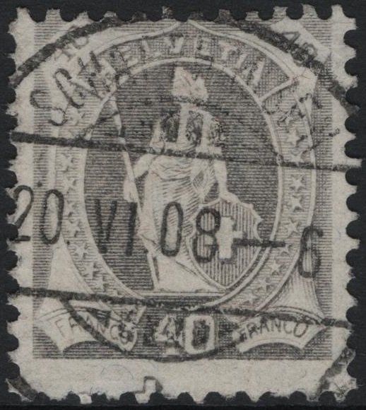 SCHAFFHAUSEN 20.VI.08 - Vollstempel auf 40 Rp. Stehender (Gebraucht) in ...