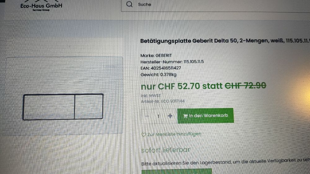 2 Betätigungsplatten Geberit Delta 50 (Neu (gemäss Beschreibung)) in ...