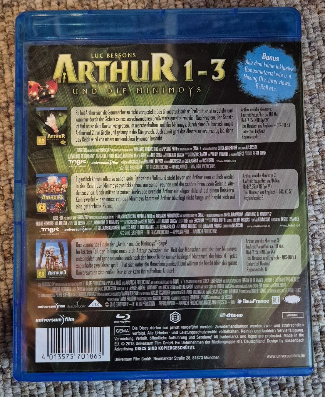 Arthur und die Minimoys 1-3 Blu-ray Box, Top Zustand (Gebraucht) in ...