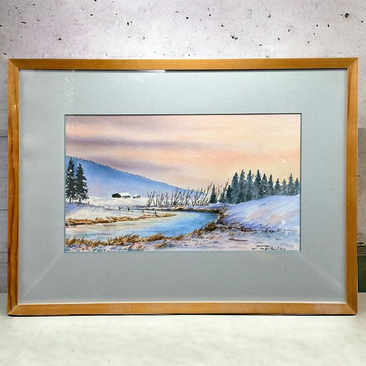 P. WEIBEL 1996 Aquarelle sur papier "l'Orbe fin de journée" | Kaufen auf Ricardo