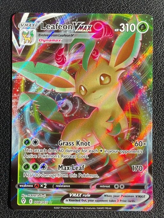 Leafeon VMAX 008/203 Ultra Rare Pokémon Evolving Skies (Neu (gemäss ...