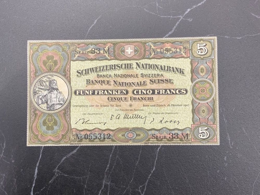 Banknote CHF 5 (1947) bankfrisch (Neu (gemäss Beschreibung)) in ...