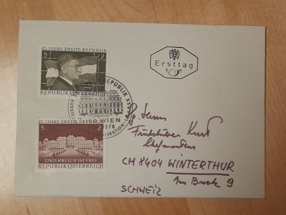 Fdc Brief von Wien nach Winterthur (Gebraucht) in Egg für CHF 1 – mit Lieferung auf Ricardo kaufen