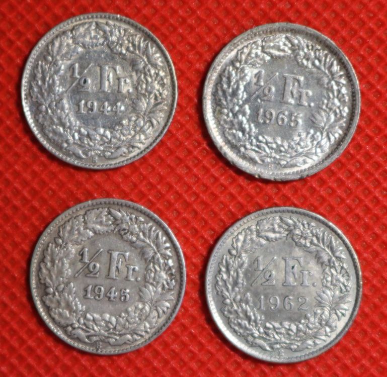 50 Rappen Lot Silbermünzen 1944, 1945, 1962, 1965 | Kaufen auf Ricardo